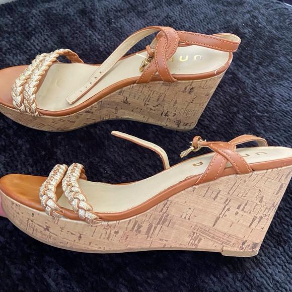 Unisa | Shoes | Unisa Wedge Sandal Size 1m Brown With Gold Touch Bamboo ...